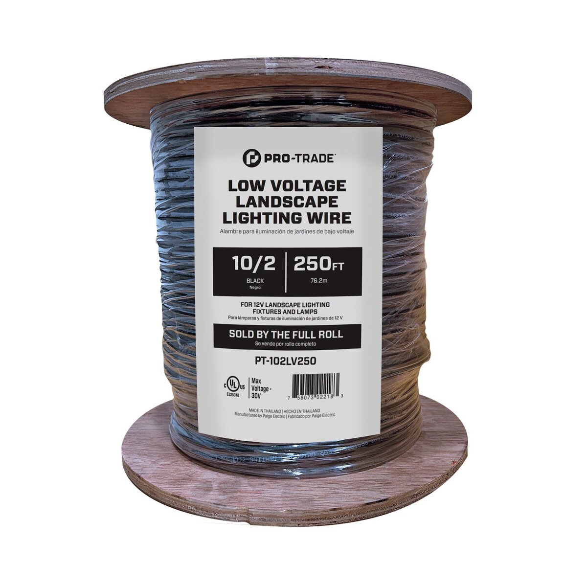 Pro-Trade Low Voltage Lighting Wire Black 10 Gauge 2 Conductor 250 ft ...