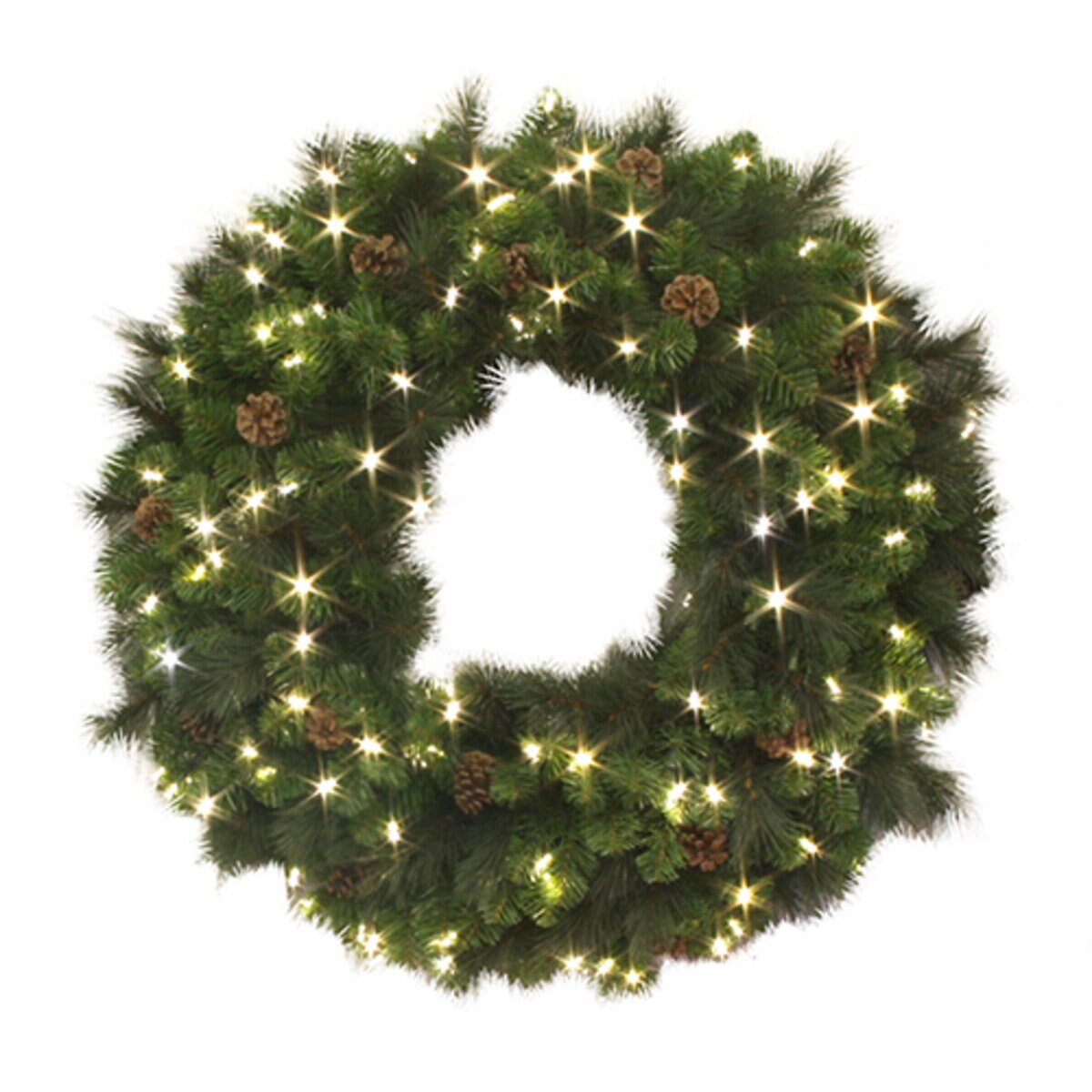 American Lighting LED Pre-Lit Wreath 36 in. 270 Tip 100 LED 5mm Warm ...