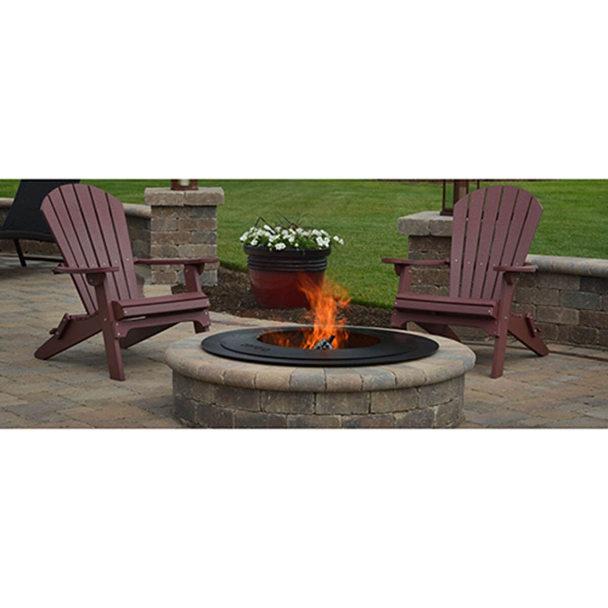 Antique Brick & Block Hudson Stone Fire Pit Kit Black 43 in. OD (28 in ...