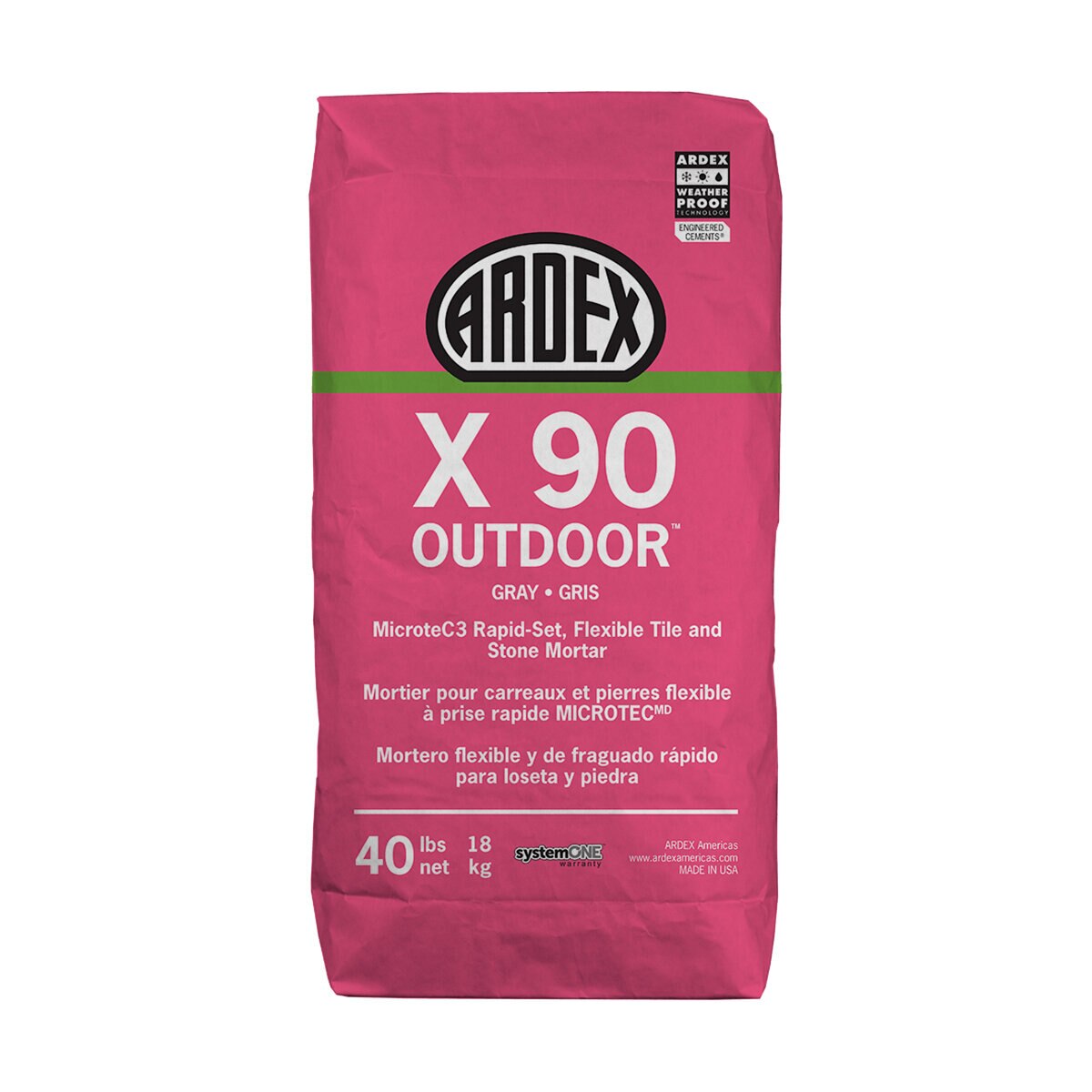 Ardex 90 Microtec3 Rapidset Flexible Tile & Stone Mortar Gray 40 lb ...