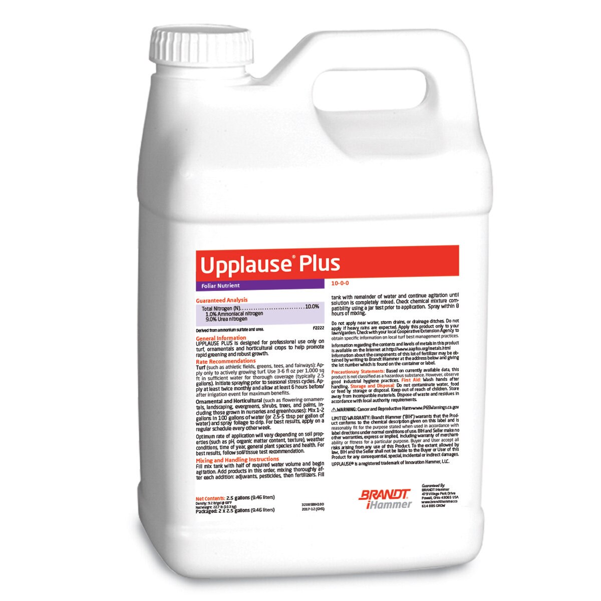 BRANDT/GRIGG Upplause Plus Liquid Fertilizer 10-0-0 10% AS 2.5 gal ...
