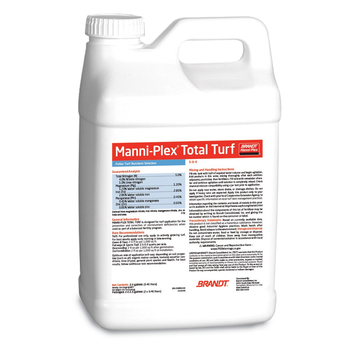 BRANDT Manni-Plex Total Turf Liquid Fertilizer 5-0-0 Plus Chelated ...