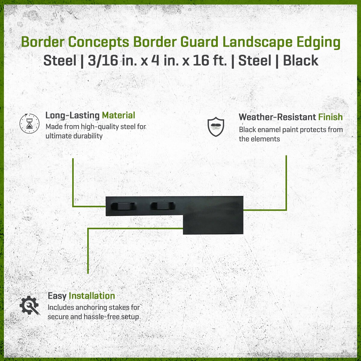Border Concepts Border Guard Steel Landscape Edging Black 3/16 in. x 4 ...