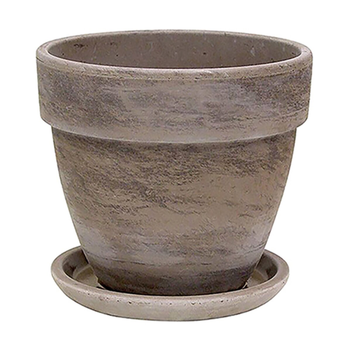 Levante Pot w/Attached Saucer Basalt Clay Lg 7.5 in. x 6.5 in | SiteOne US