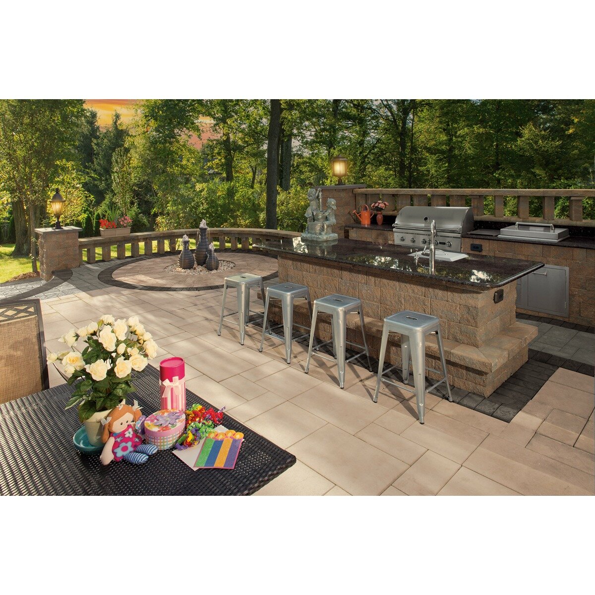 Cambridge RoundTable Paver Sahara Chestnut Lite 6 in. x 9 in. 2-3/8 in. (113 sq. ft./pallet ...