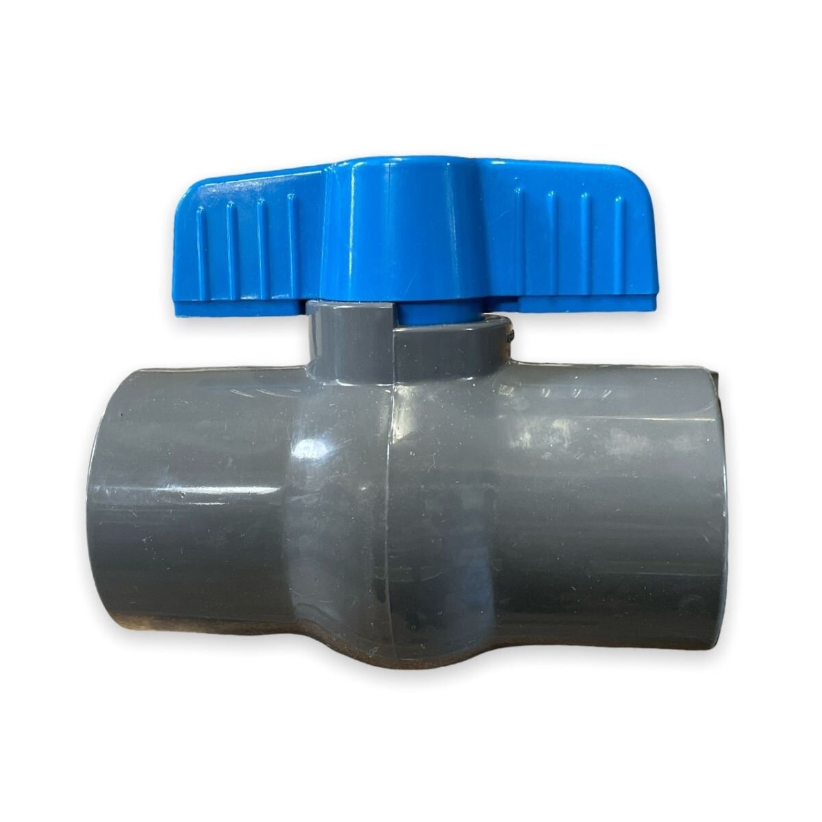 1-1/2 PVC Gray Ball Valve Thd 491 Commercial Blue Handle Colonial Lasco ...