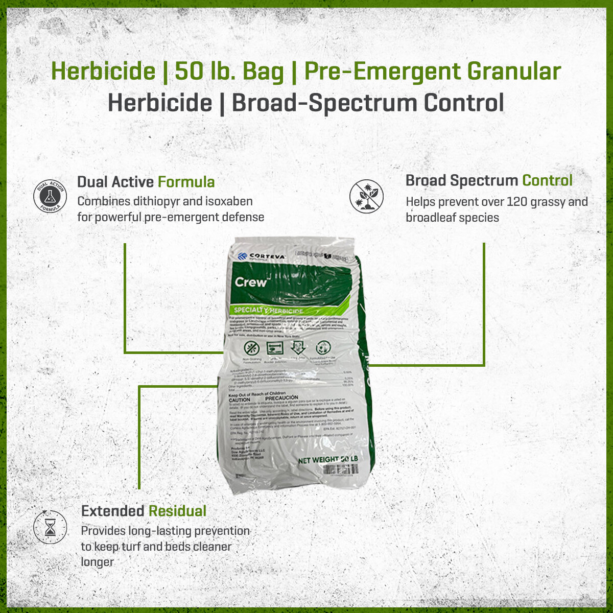 Corteva Crew Pre-Emergent Granular Herbicide 50 lb. Bag (QGCY) | SiteOne US