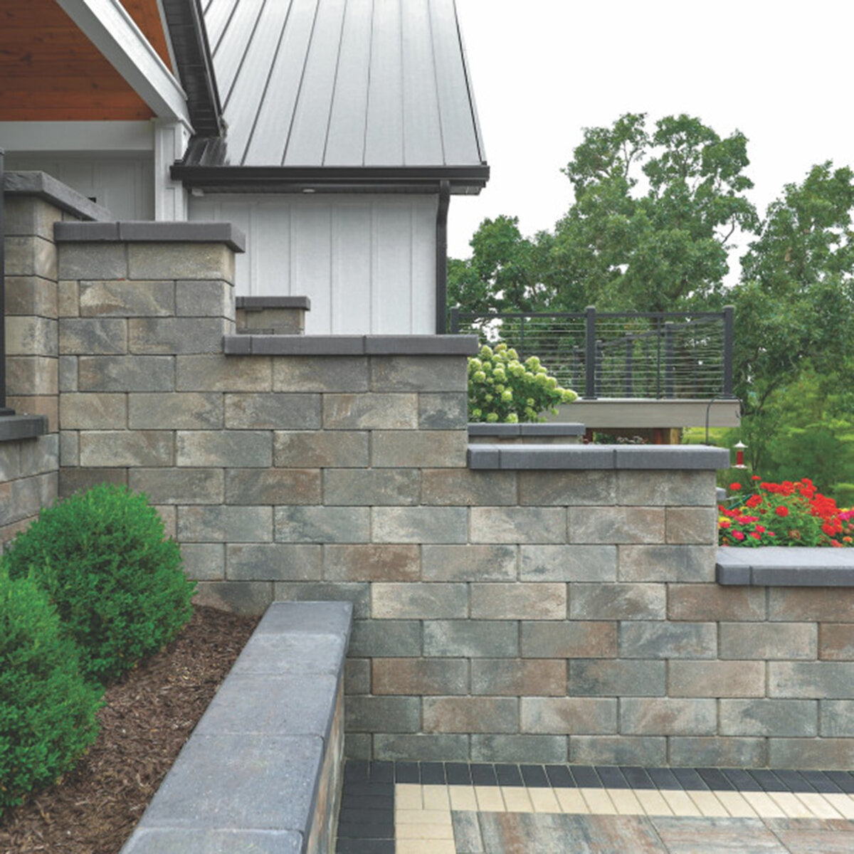 County Materials Tribute Retaining Wall Splitface Timberwolf 12 in. x 6 ...