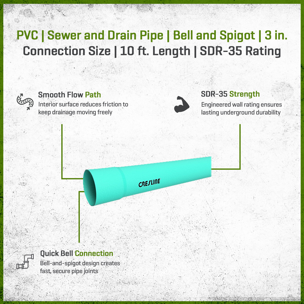 PVC Sewer and Drain Pipe 3 in. SDR-35 Bell End | SiteOne US