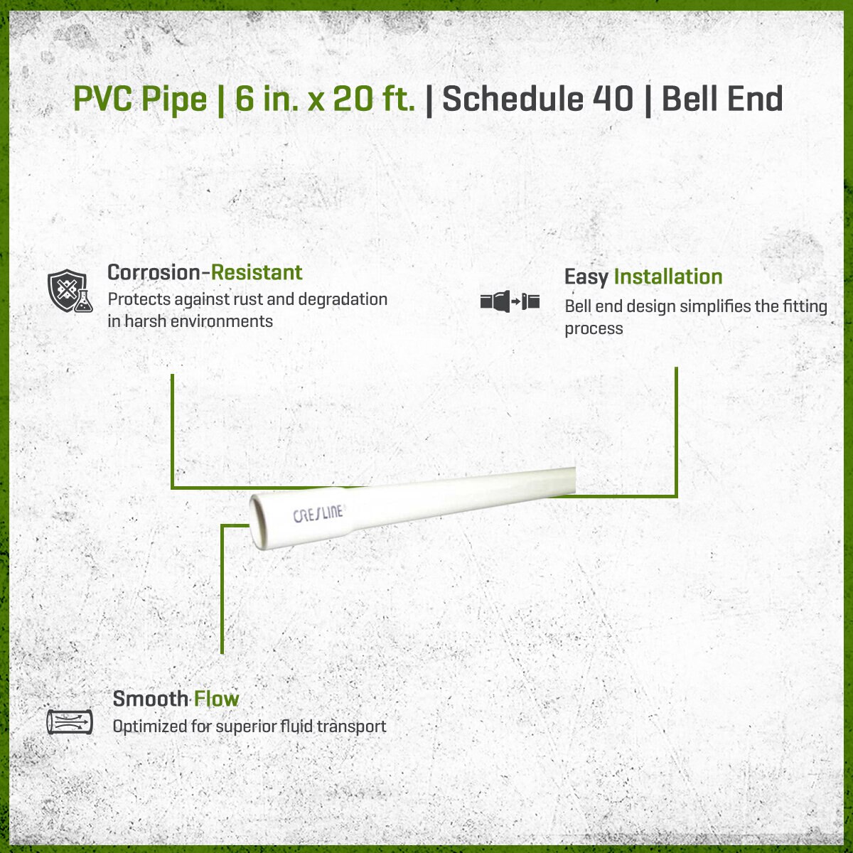 PVC Pipe 6 in. x 20 ft. Schedule 40 Pressure Rating | SiteOne