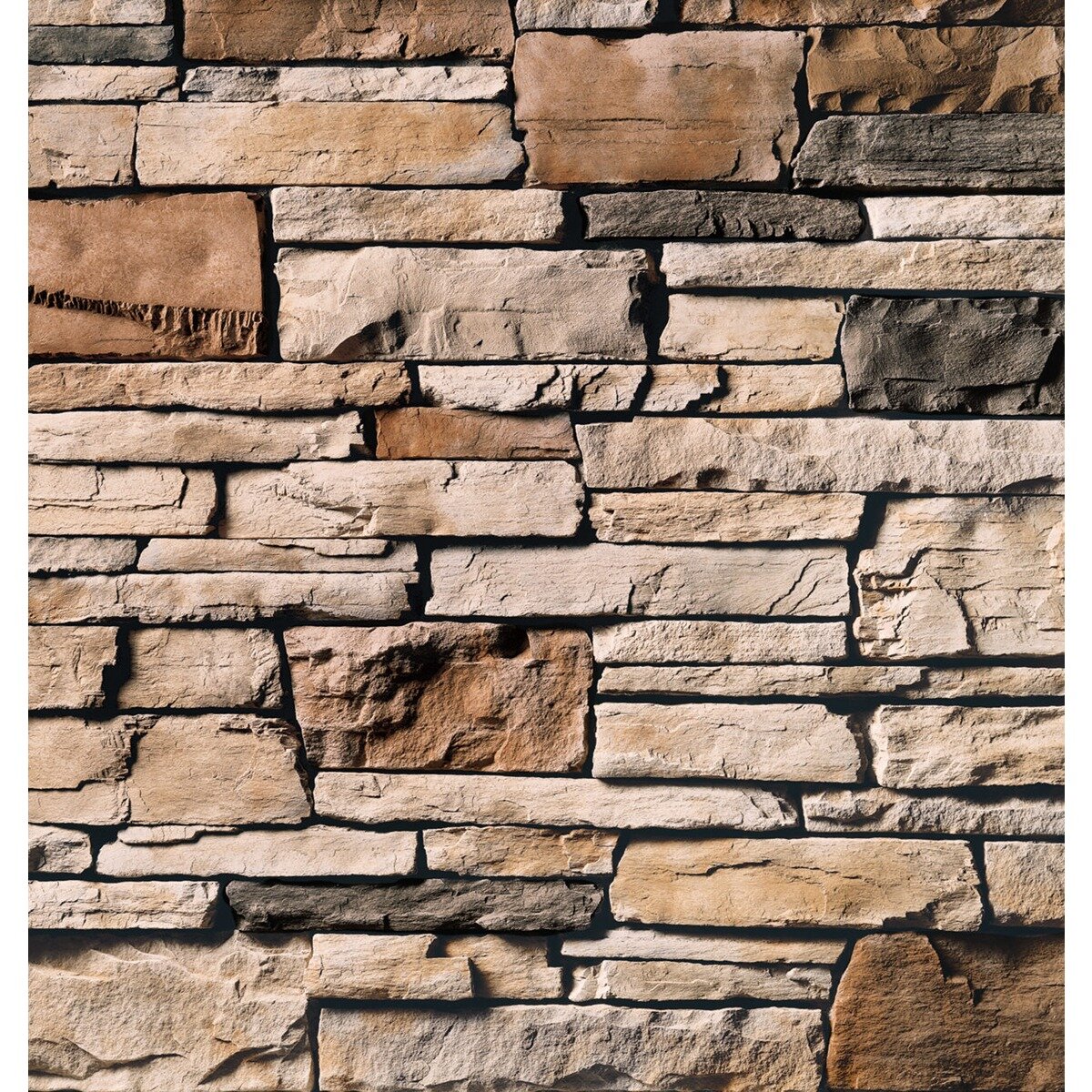 Cultured Stone Country Ledgestone Handipak Flats Black Rundle (12.25 sq ...