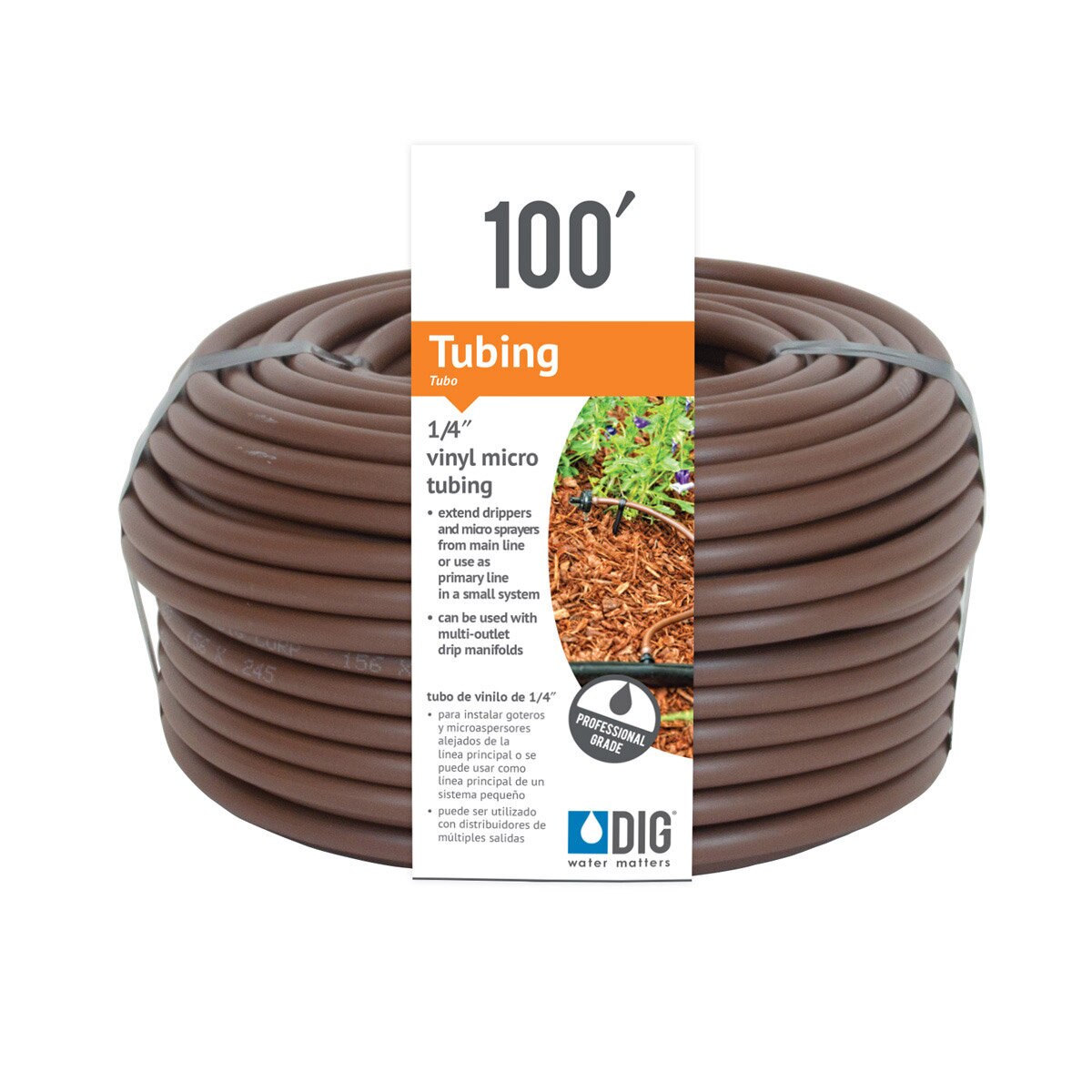 Dig 1/4 in. Drip Tube .156ID-.245OD 100 ft.Coil Brown | SiteOne US