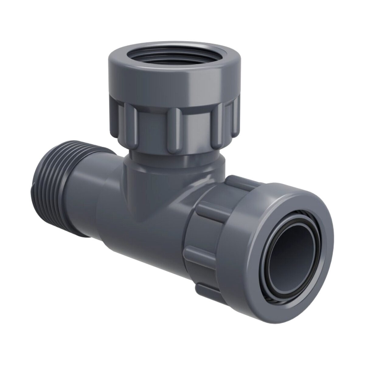 Dura Single Port Manifold Tee 1 in. Swivel x MIPT x Swivel with O-Ring ...