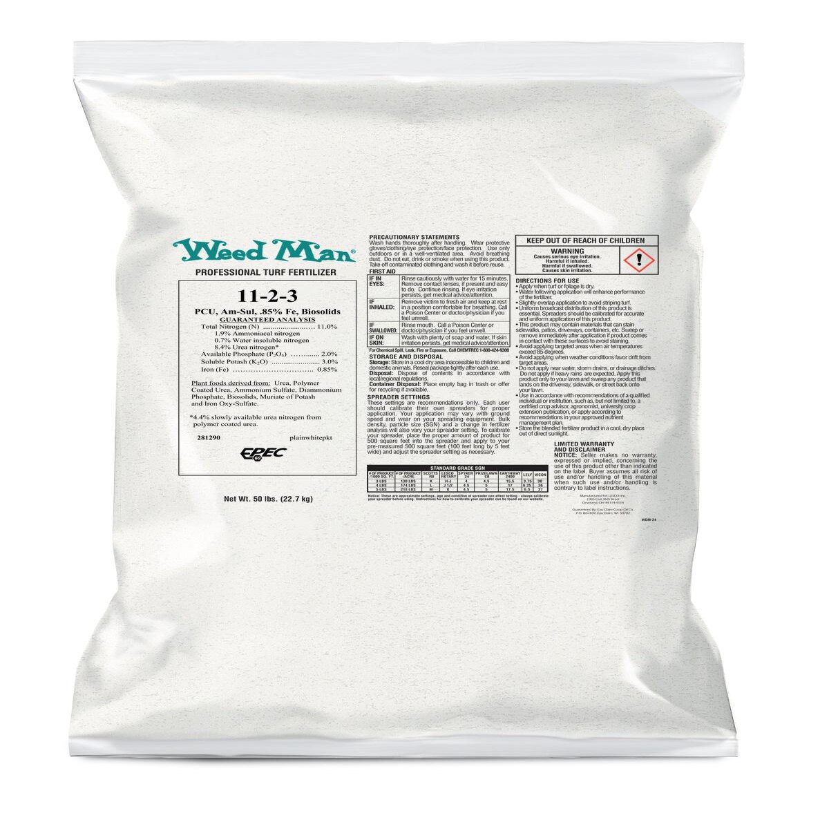 EC Grow Fertilizer 11-2-4 40% CRN 10% AS Bio 0.85Fe 50 lb | SiteOne US