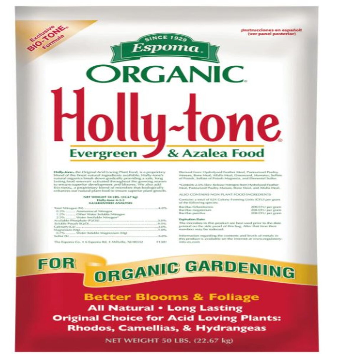 Espoma Organic Holly-Tone 4-3-4 Ornamental Granular Fertilizer 50 lb ...
