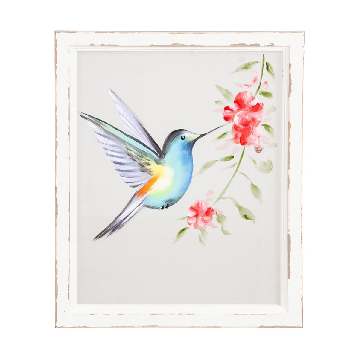 Evergreen Hummingbird Hand Painted Screen Wood Frame Wa | SiteOne