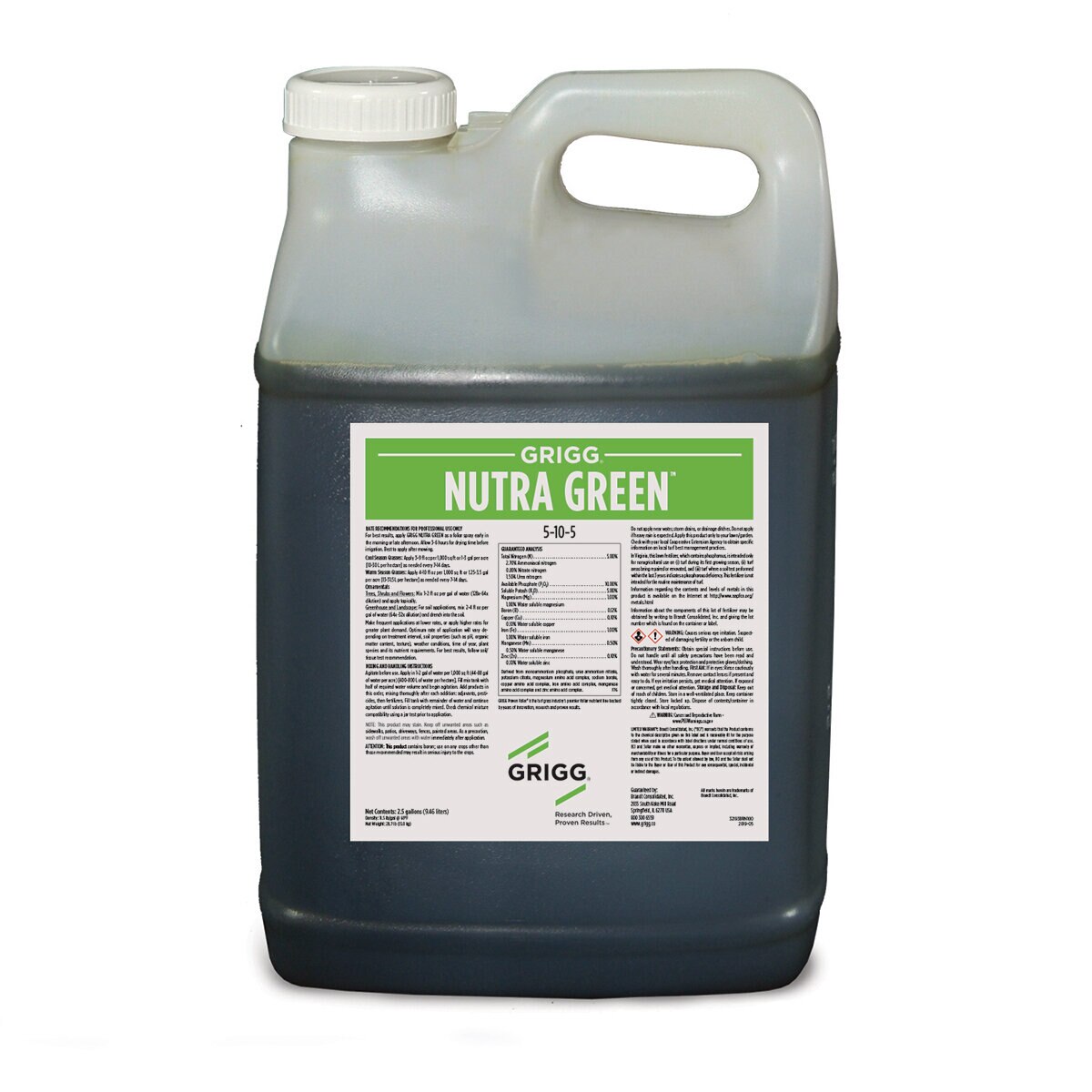 Grigg Nutra Green 5-10-5 1% Fe + cMicros Liquid Fertilizer 2.5 gal ...