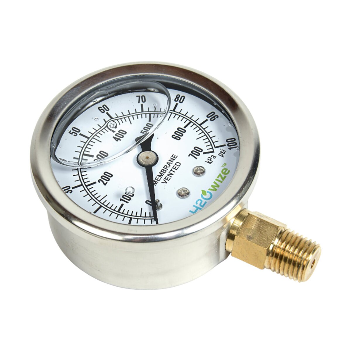 H2O Wize Pressure Gauge 0-100 PSI S/S, Glycol fill, 63mm dial ...