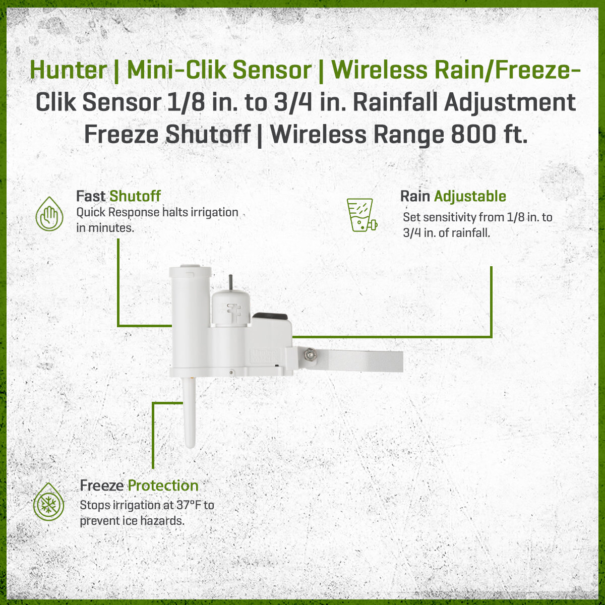 Hunter Mini-Clik Sensor, wireless rain/freeze-clik sensor, adjustable ...