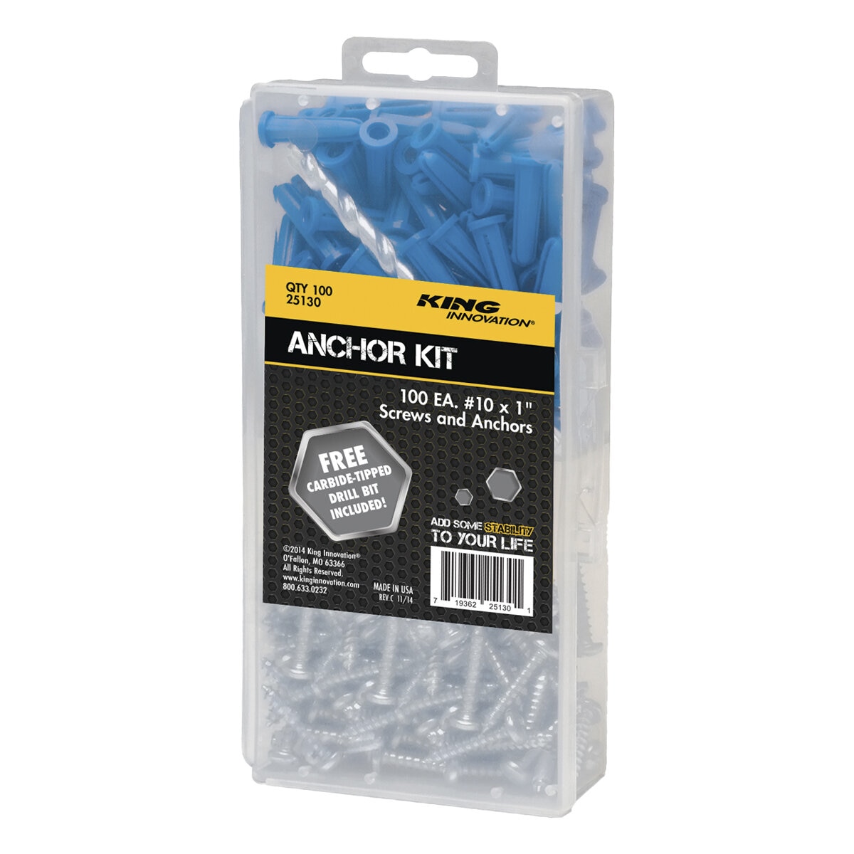 King Innovations Anchor Kit #10 Screw X 1 in. (100 Screws and Anchors ...