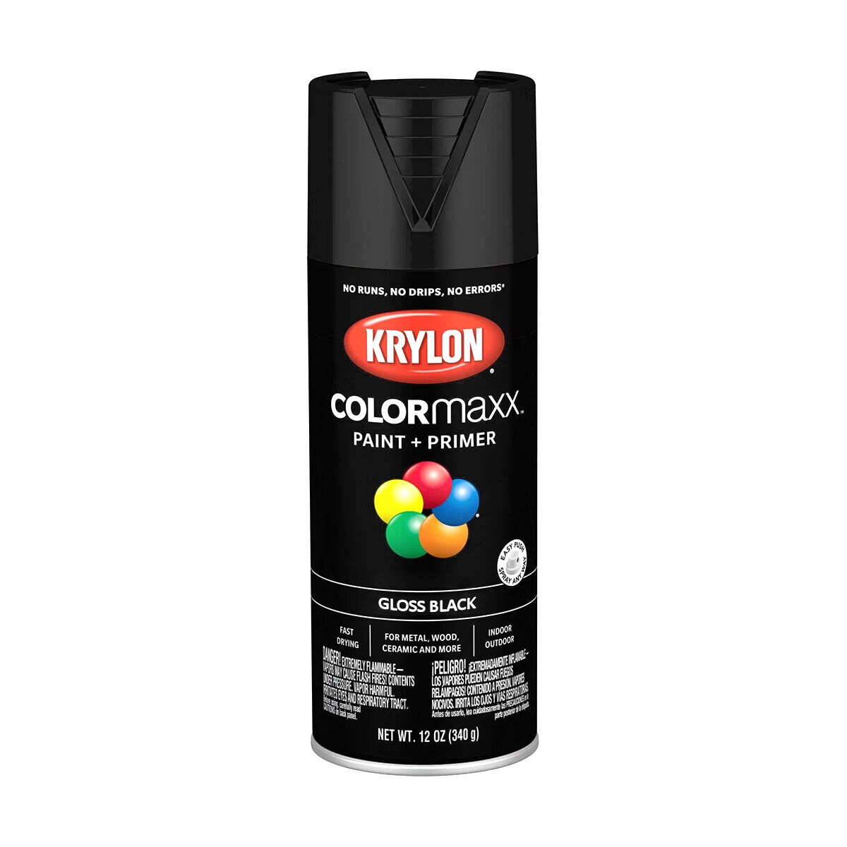 Krylon Colormaxx Paint + Primer Gloss Black 12oz. Can | SiteOne US