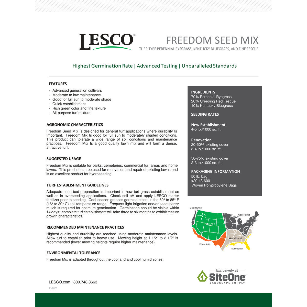 LESCO Freedom Seed Mixture 50 lb. Bag | SiteOne US