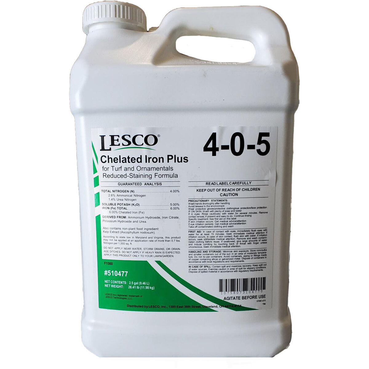 LESCO 4-0-5 AM 6% Fe Turfgrass Liquid Fertilizer 2.5 gal. Jug | SiteOne US