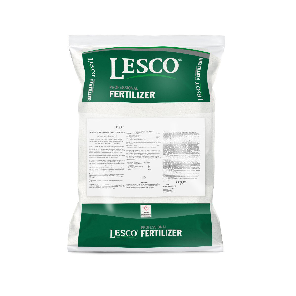 LESCO 12-24-14 50% PolyPlus 0.43% Fe 0.21% Mn 2% Cl Polymer Coated Urea Urea Ammonium Phosphate ...