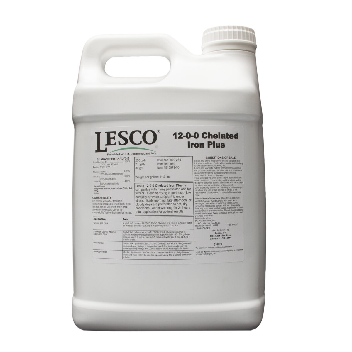 LESCO Chelated Iron Plus 12-0-0 2% Mn 6% Fe 4% S All Purpose Liquid ...