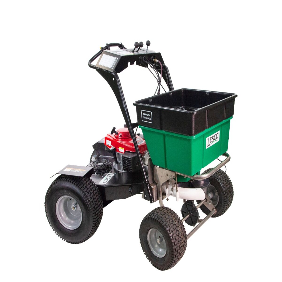 LESCO HPS Chariot GX Ride-on Spreader w/ 125 lb. Capacity and Honda 4.3 ...