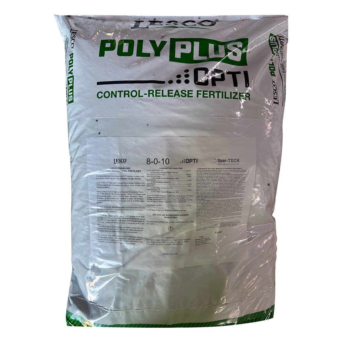 LESCO 8-0-10 50% PolyPlus OPTI45 Spar-TECH 1% Fe 1% Mg 1% Mn 0.1% B ...