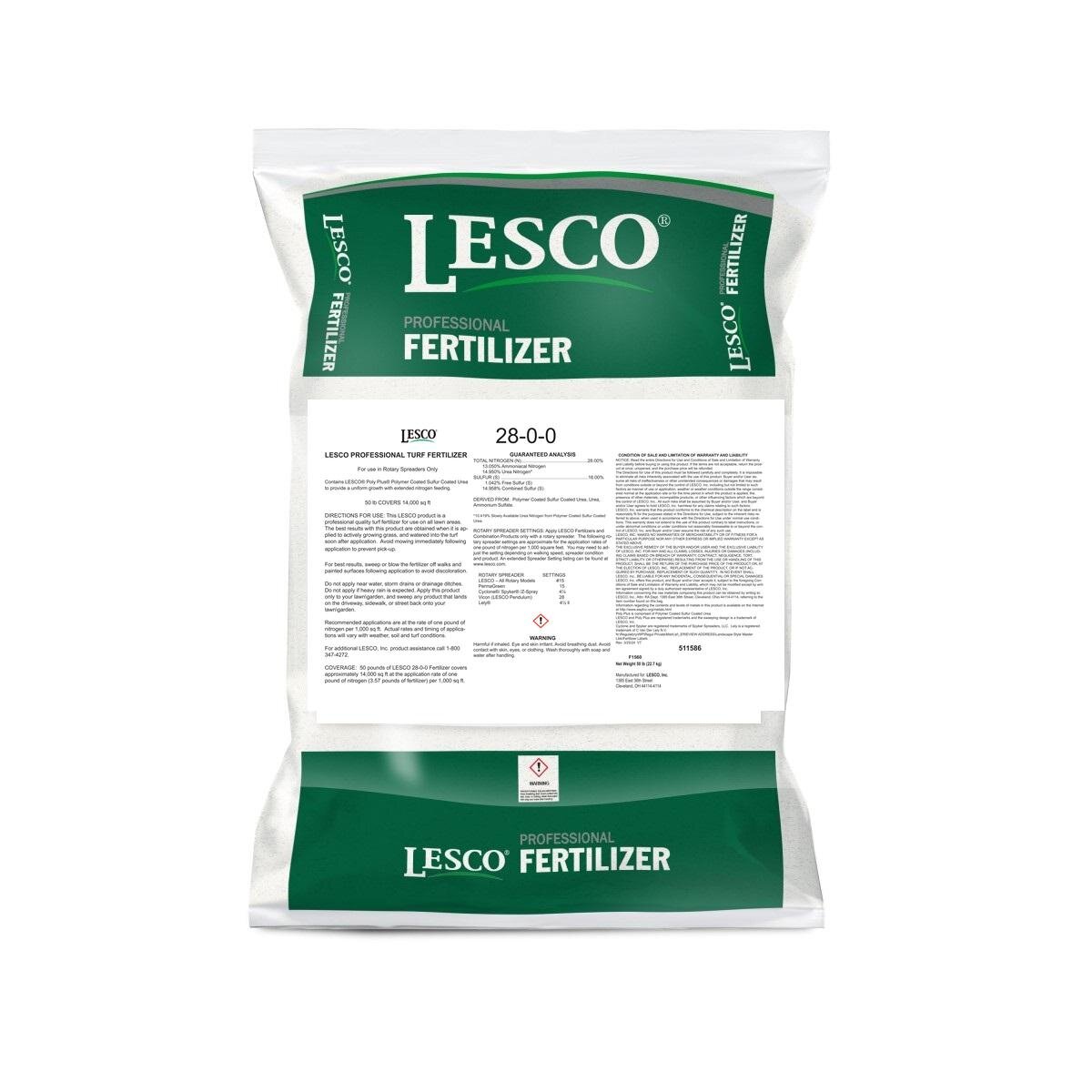 LESCO 28-0-0 40% CRN PCSCU Urea AS Turfgrass Granular Fertilizer 50 lb ...