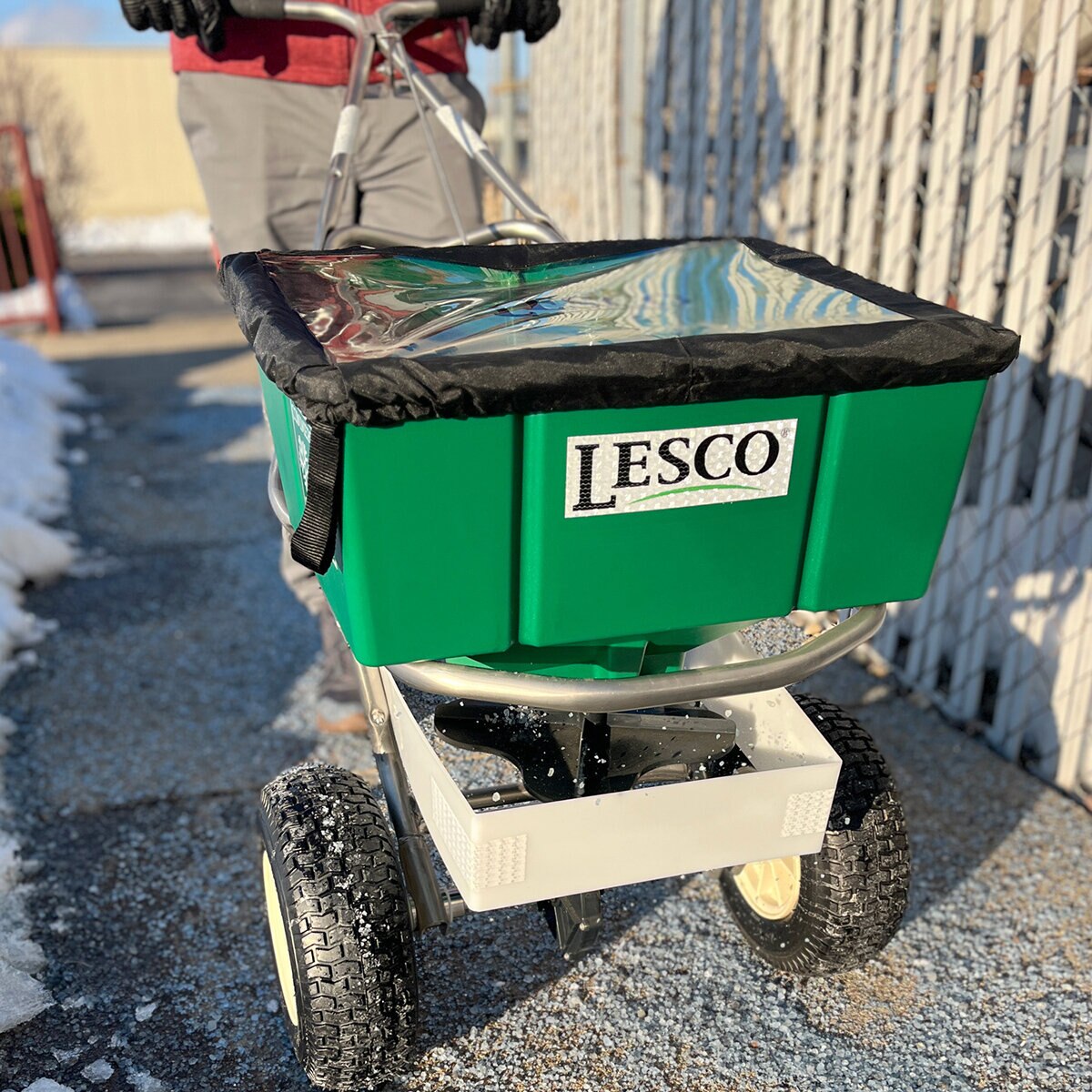 LESCO 80lb Bulk/Snow Spreader w/ Stainless Steel Frame and High-Vis ...