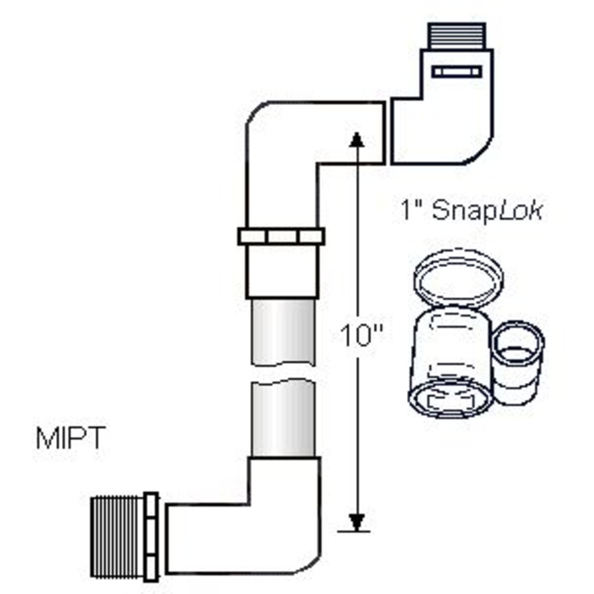 Lasco PVC Swing Joint Assembly 1 in. x 10 in. MIPT x Snaplok | SiteOne US