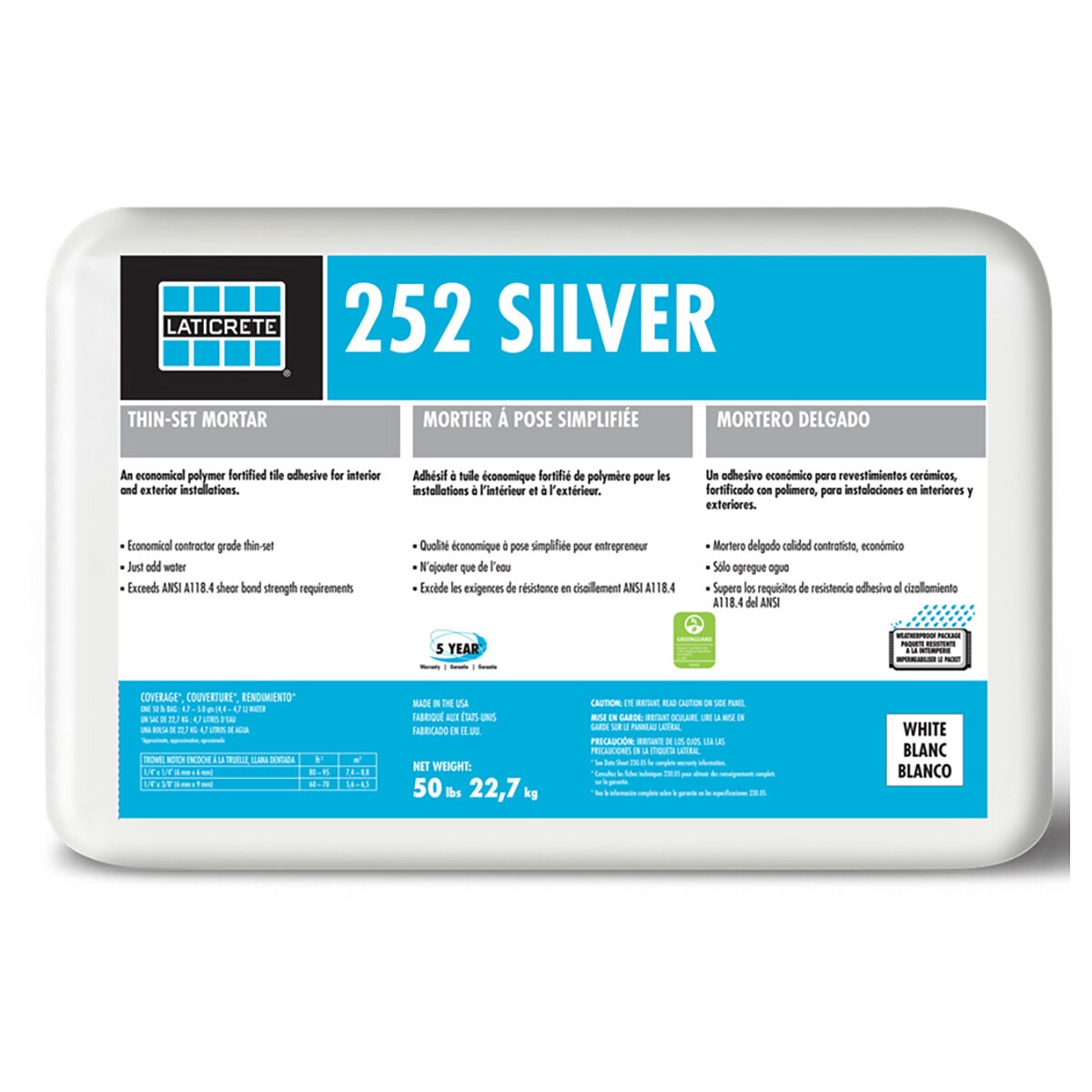 Laticrete 317 White Non-Motified Thin Set Mortar 50 lb. bag (56 bags ...