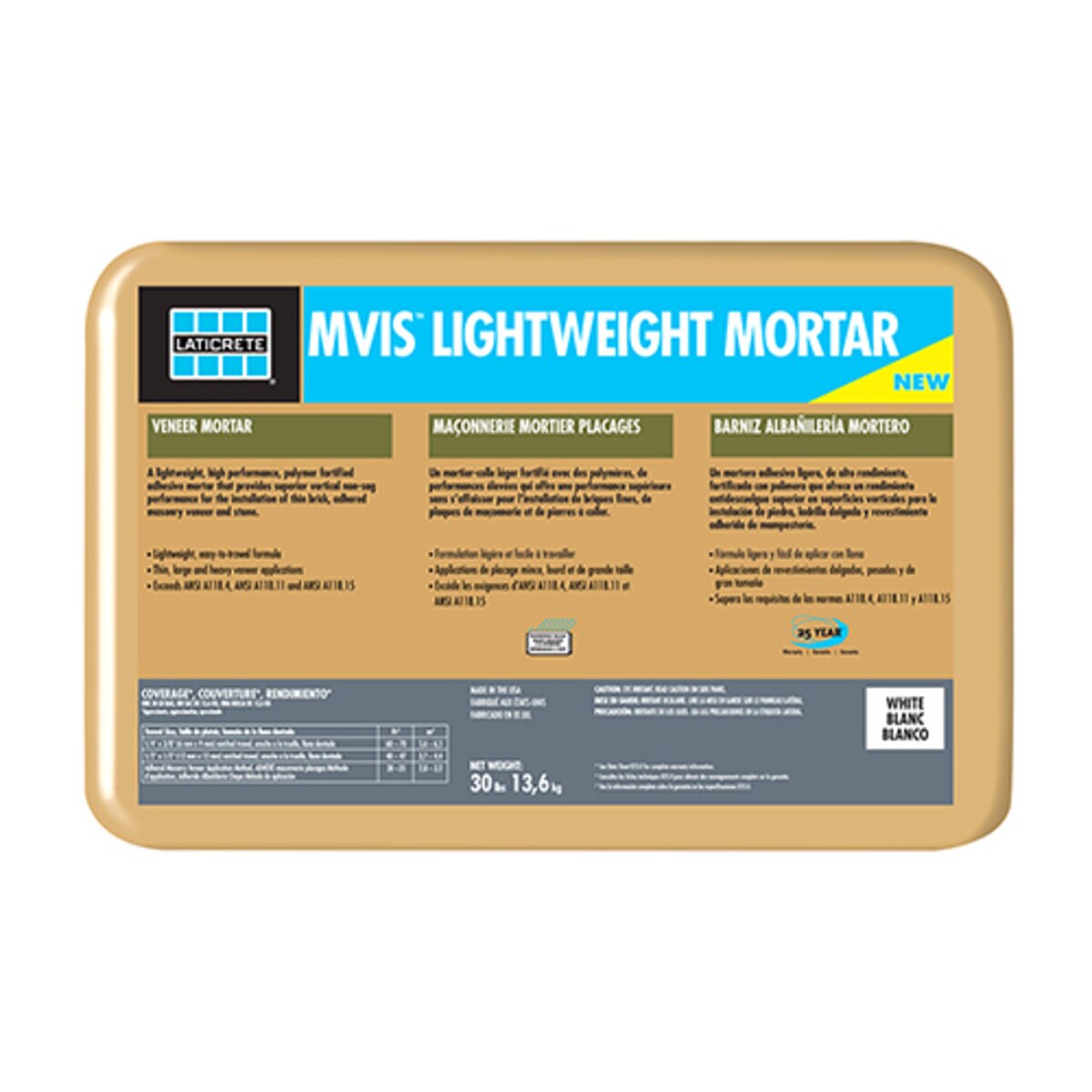 Laticrete 9369 Mvis Lightweight Mortar White 30 lb. (56 bag/pallet ...