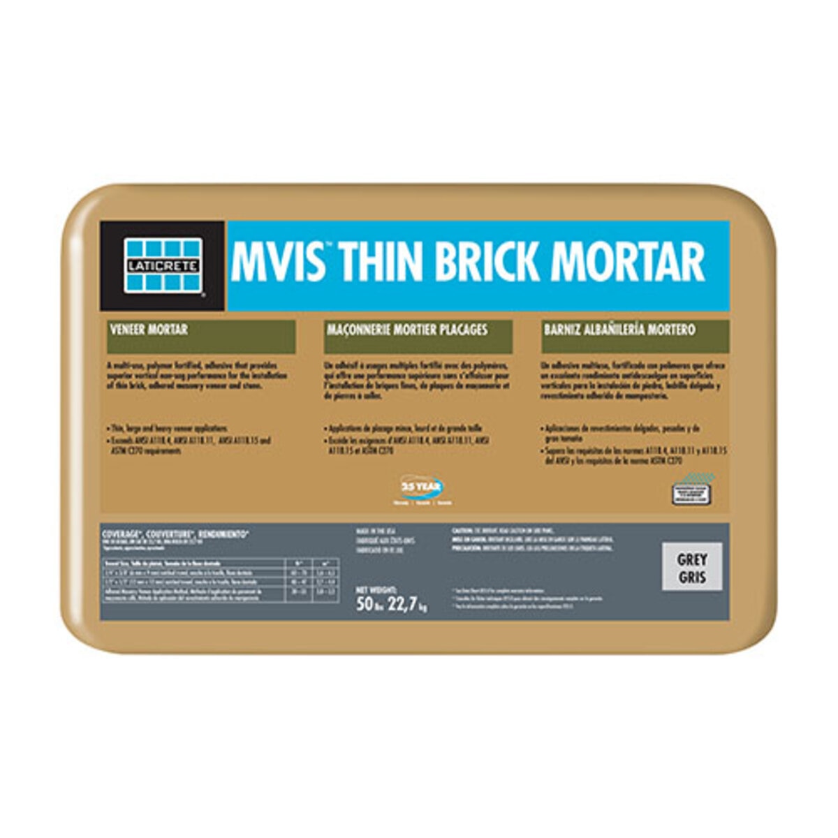 Laticrete 9359 MVIS Thin Brick Mortar Gray 50 lb | SiteOne US