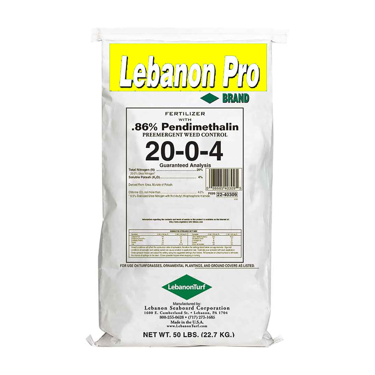 Lebanon Pro Pre-Emergent Fertilizer Pendimethalin 0.86% 20-0-4 30% LSN ...