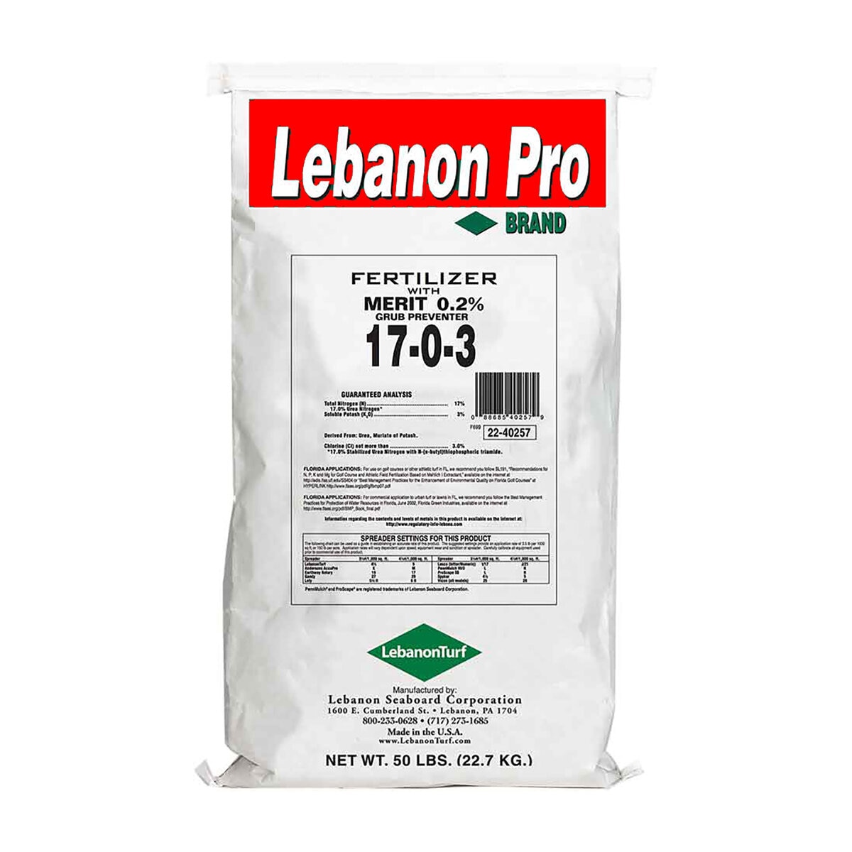 Lebanon Pro 17-0-3 100% LSN 0.2% Merit Fertilizer 50 lb | SiteOne