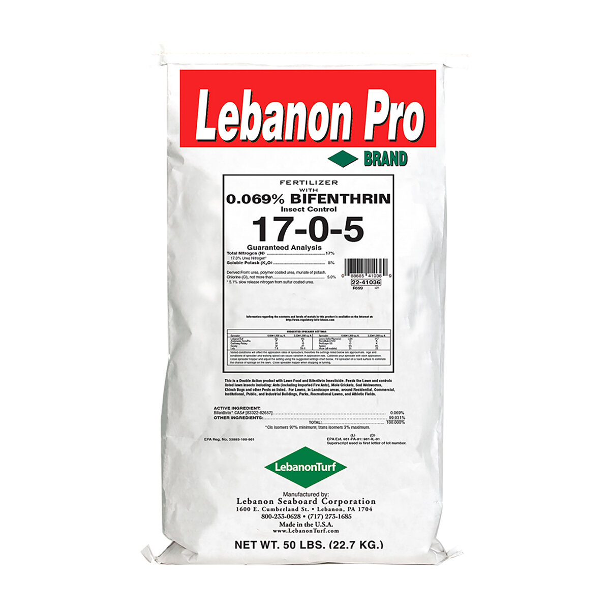 Lebanon Pro Bifenthrin 0.069% 17-0-5 30%PCU Insecticide Plus Fertilizer ...
