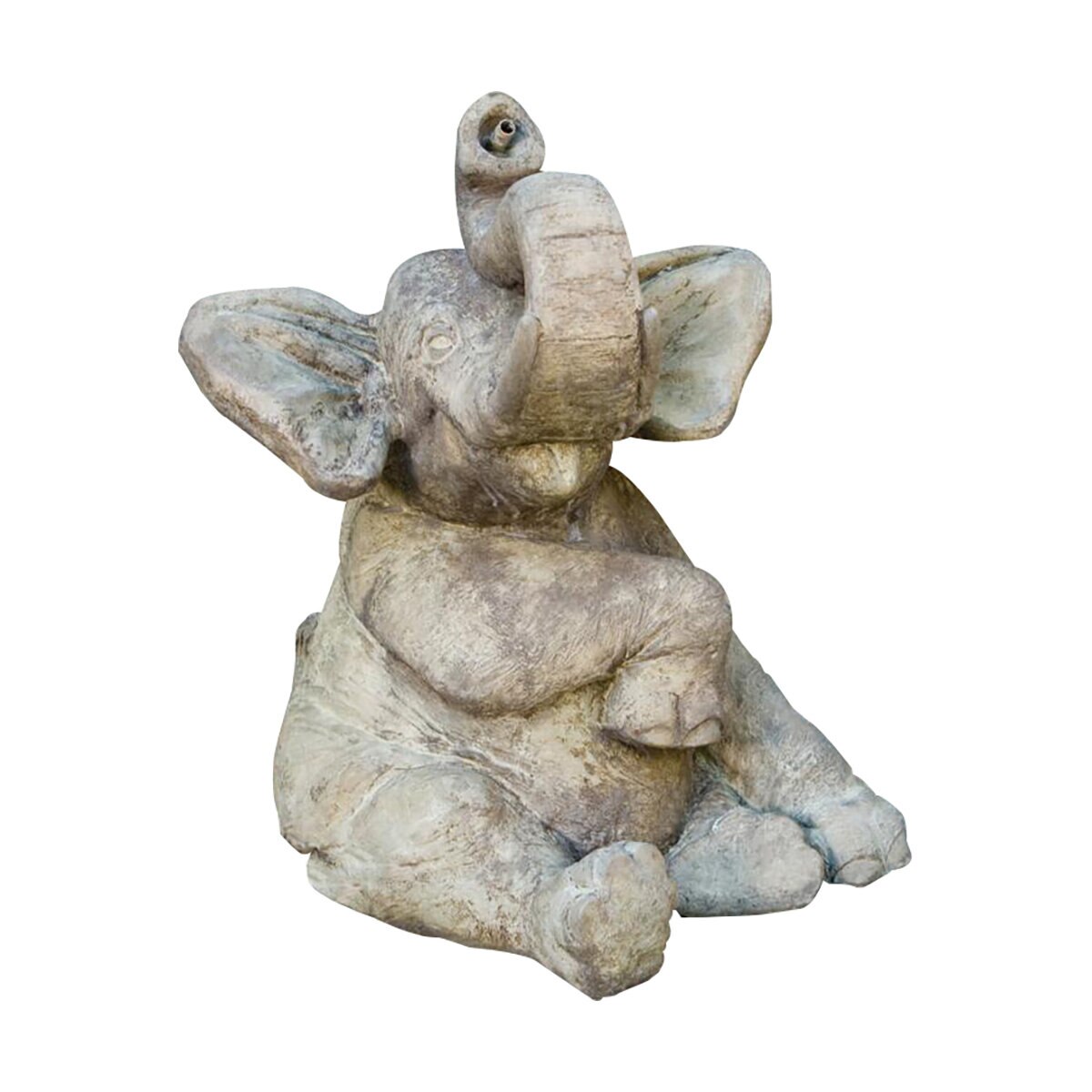 Massarelli Statue Sitting Elephant Plumbed 13 in. x 17-1/2 in. x 20-3/4 ...