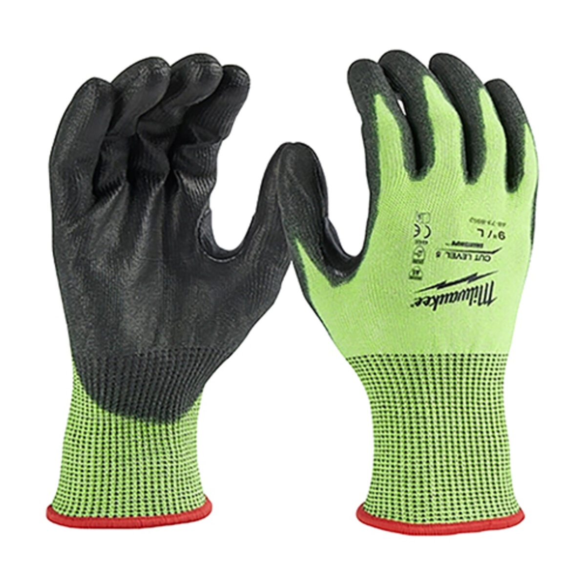 Milwaukee High Visibility Cut Level 5 Polyurethane Dipped Gloves - L ...