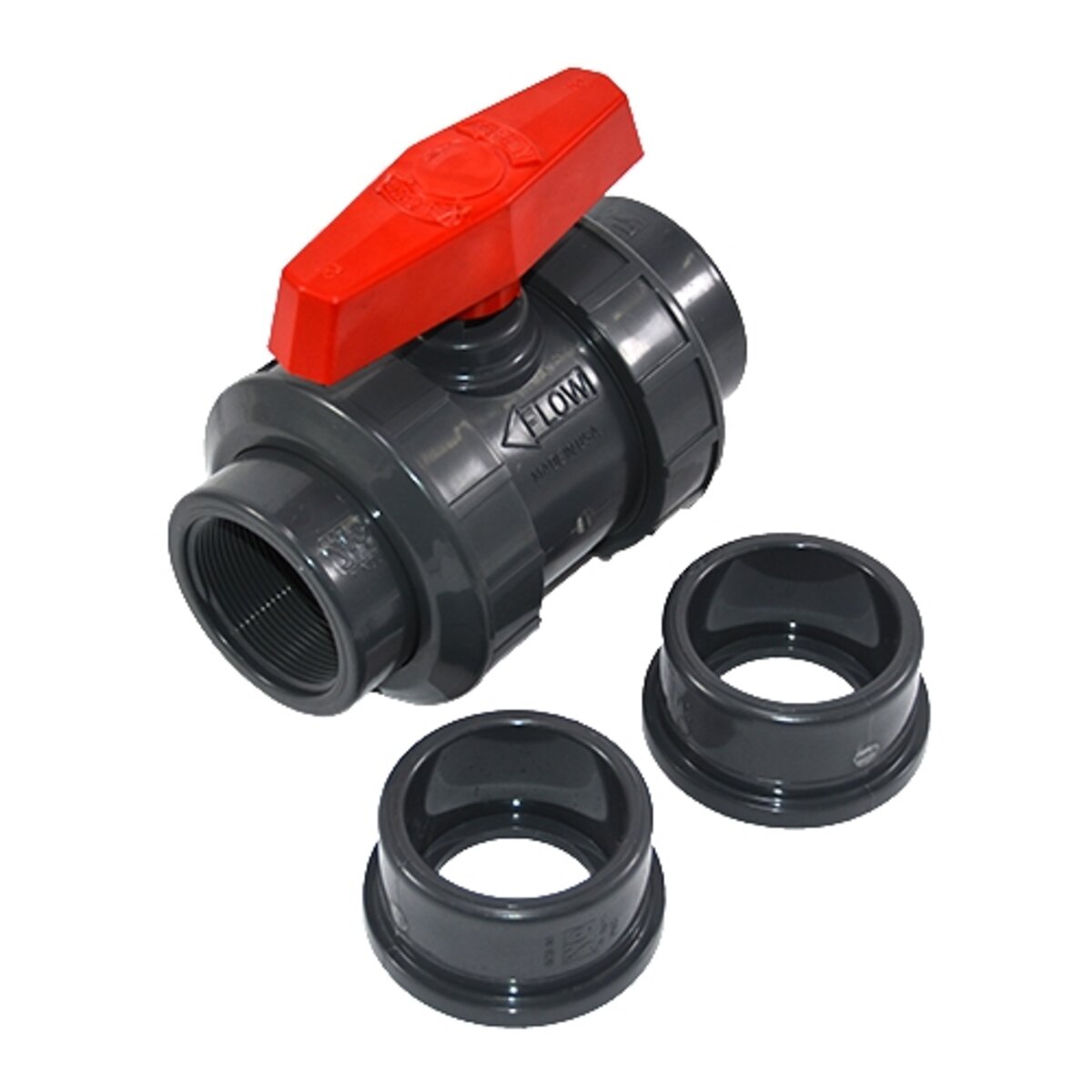 NDS Flo-Control Blocked Tru Union Ball Valve PVC 2 in. Slip & Thread w ...