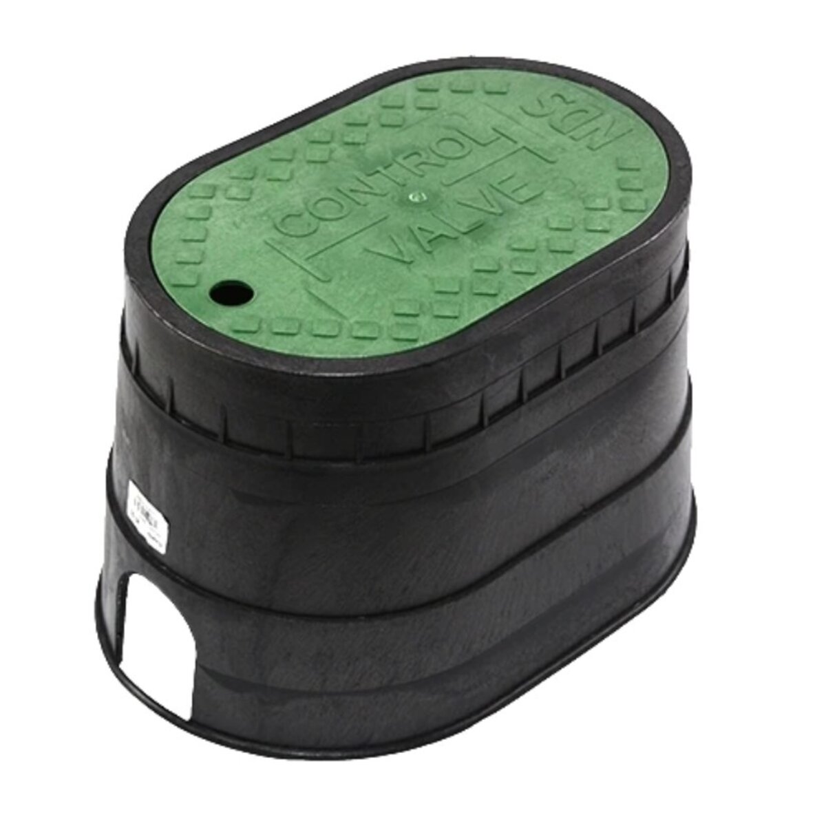 NDS Control Valve Box Black/Green Oval 8 in. x 14 in. w/ Drop-in Cover ...