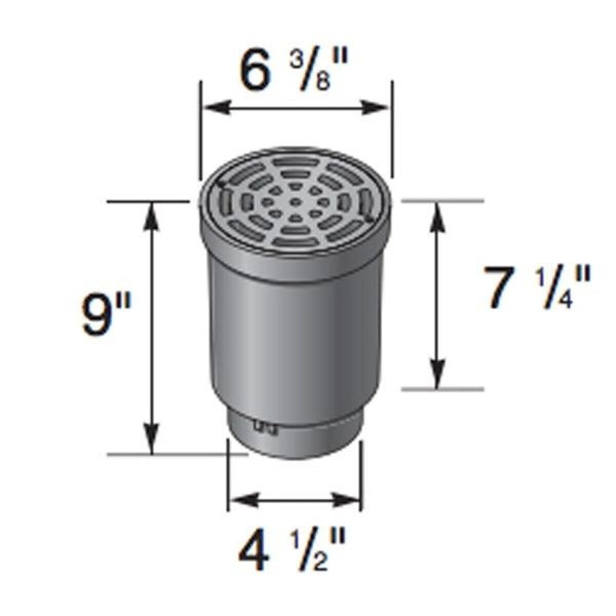 NDS Flo-Well Surface Drain Inlet w/Grate Black Plastic Fits 4 in. Sch ...