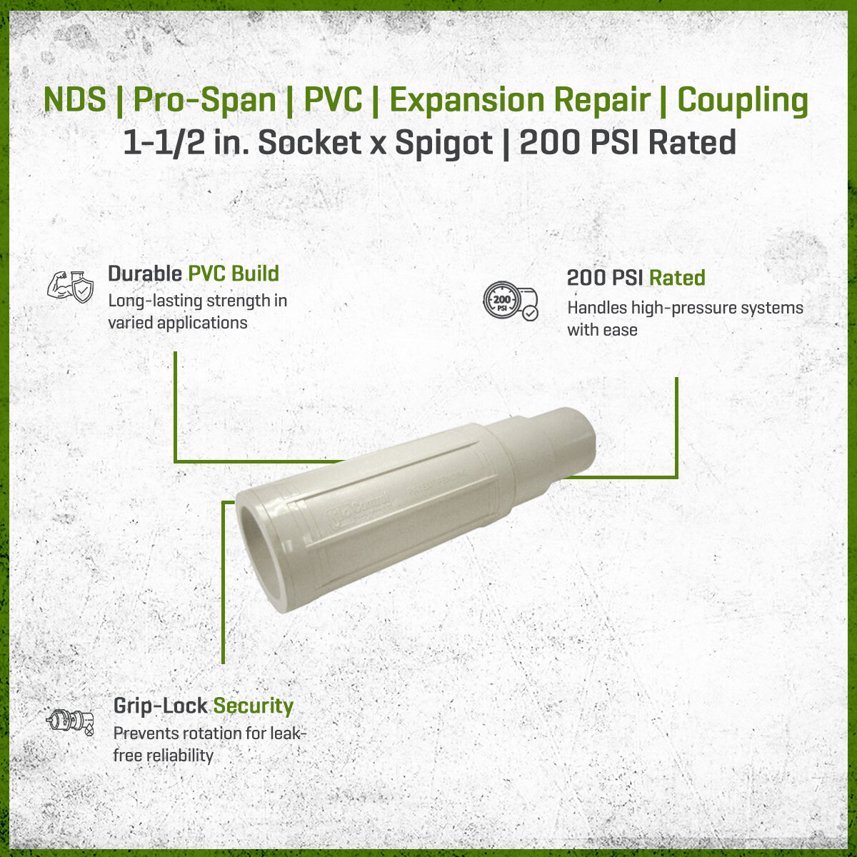 NDS Pro-Span PVC Expansion Repair Coupling 1-1/2 in. Socket x Spigot ...