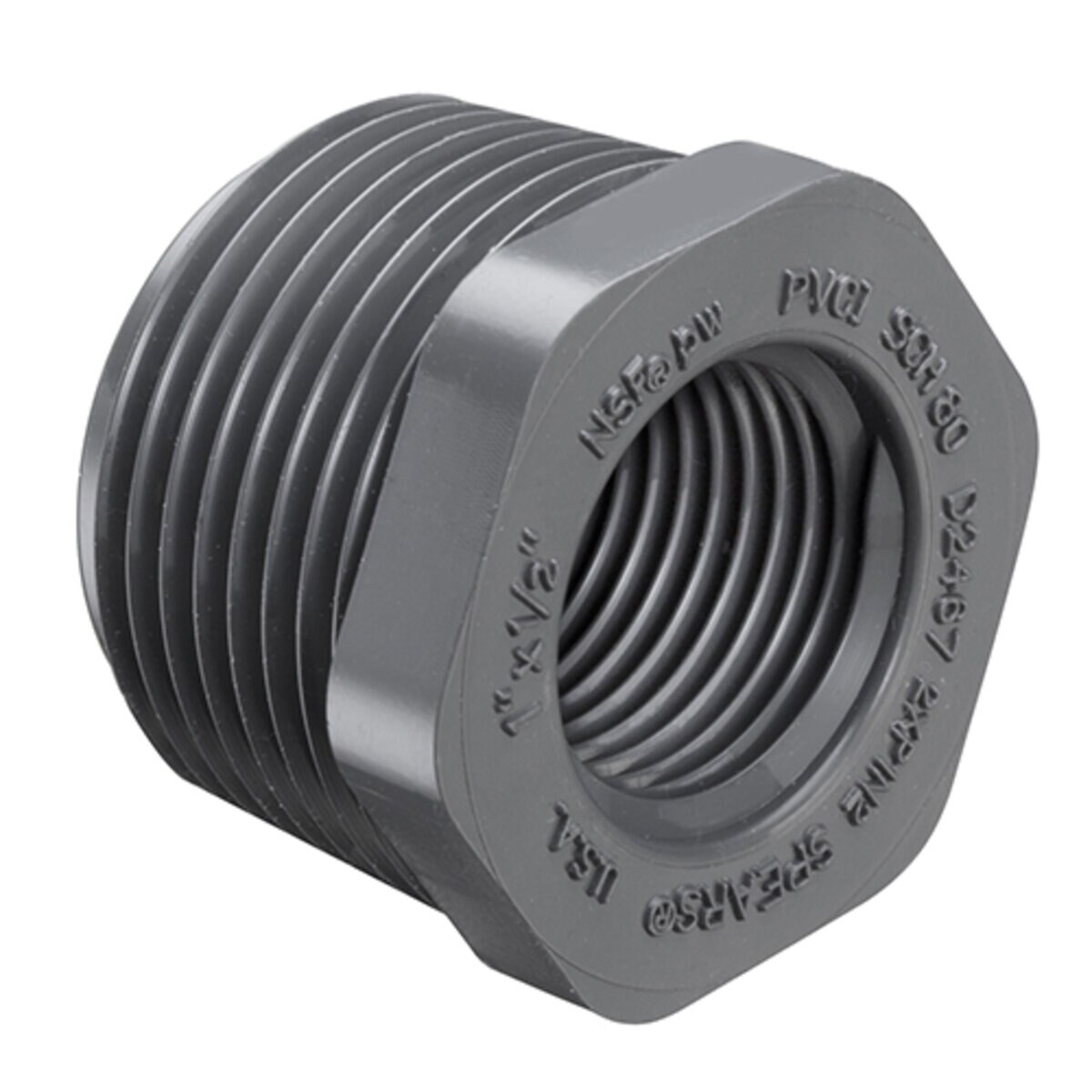 Sch 80 PVC Reducer Bushing Flush Style 2 in. x 1-1/2 in. MIPT x FIPT ...
