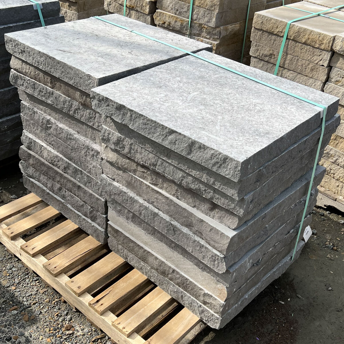 Squared Lueders Charcoal Limestone Sawn Top and Bottom Snapped Edges 3 ...