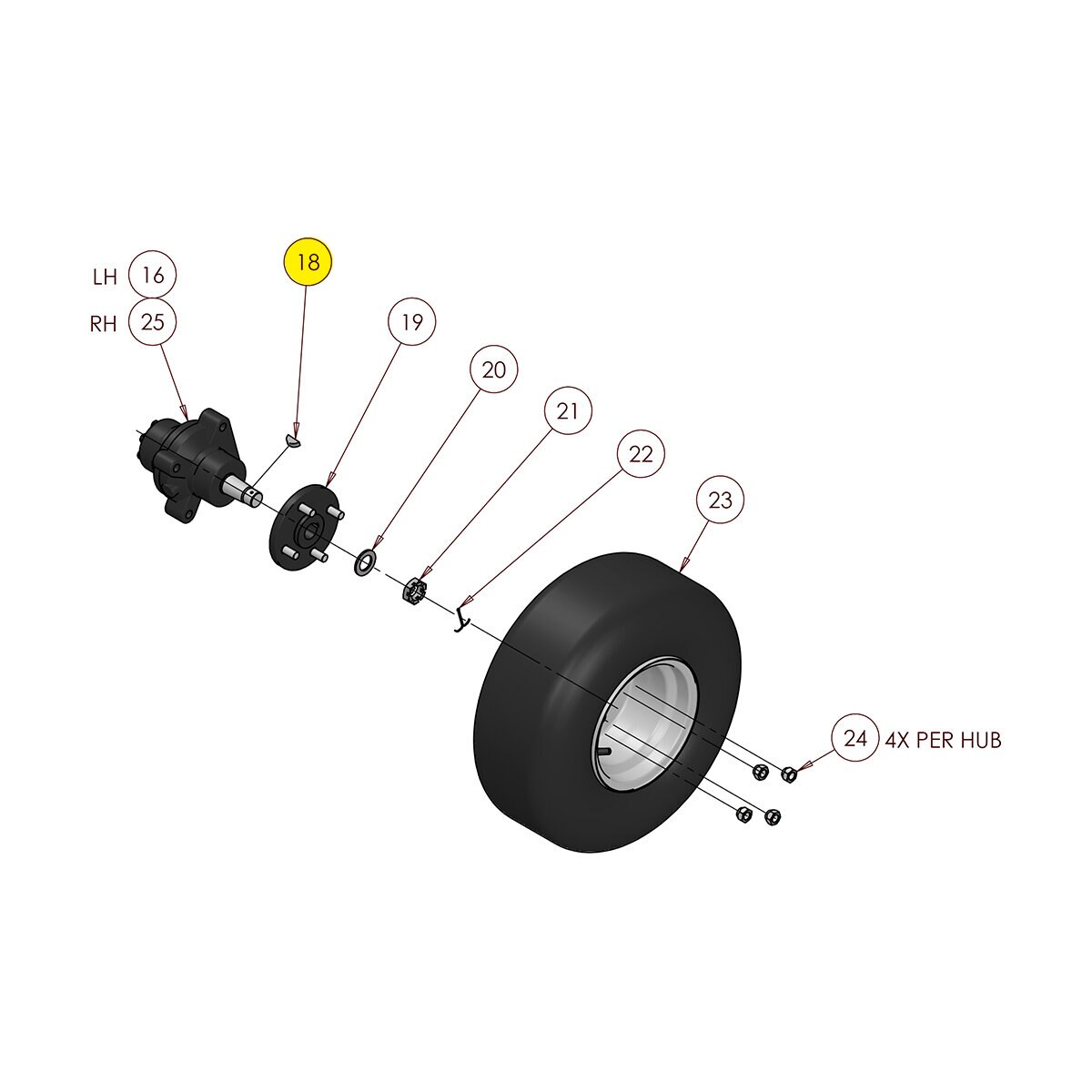 Turfware Danfoss Wheel Motor Shaft Keyway | SiteOne