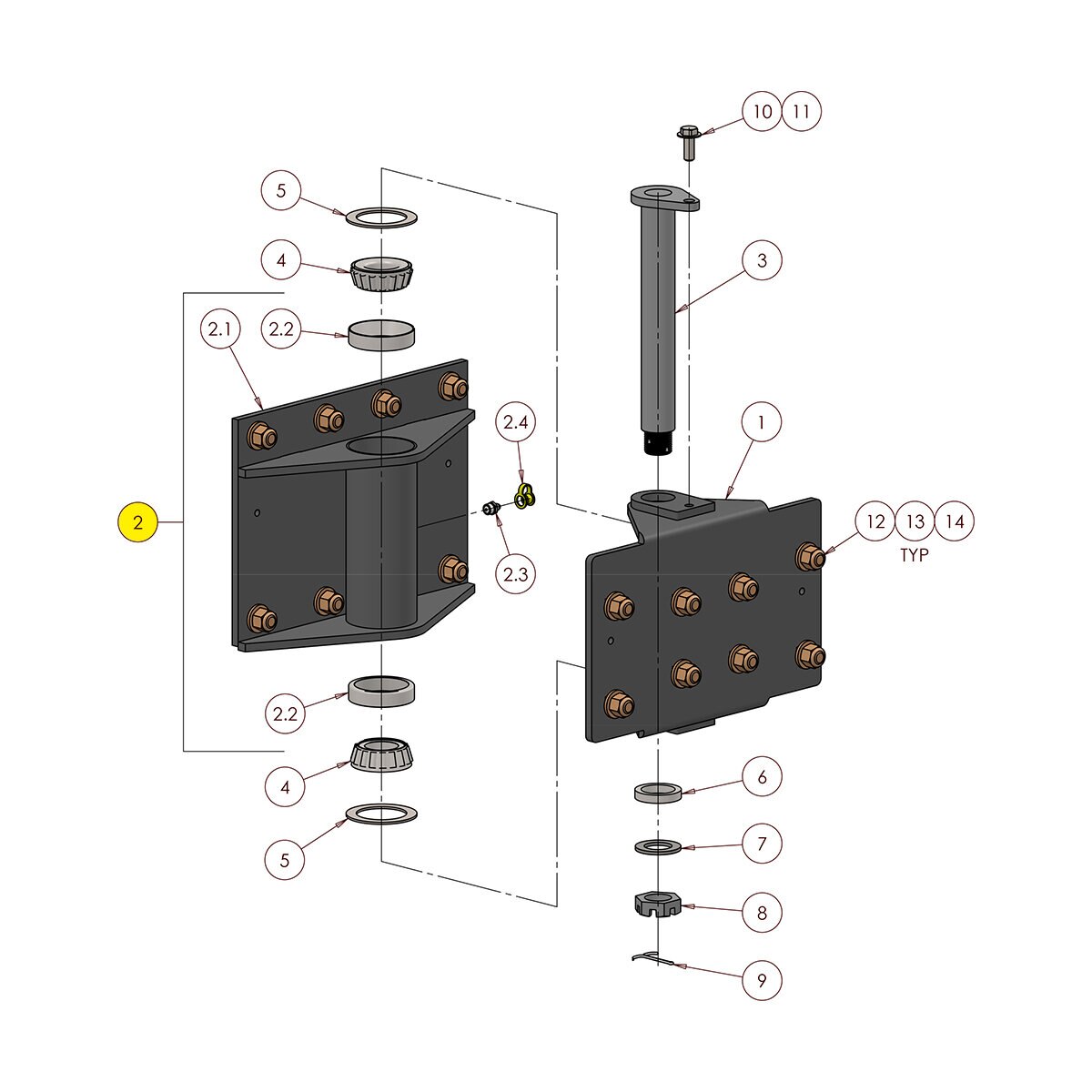 Turfware Front Pivot with Bearing Races Assembly | SiteOne US